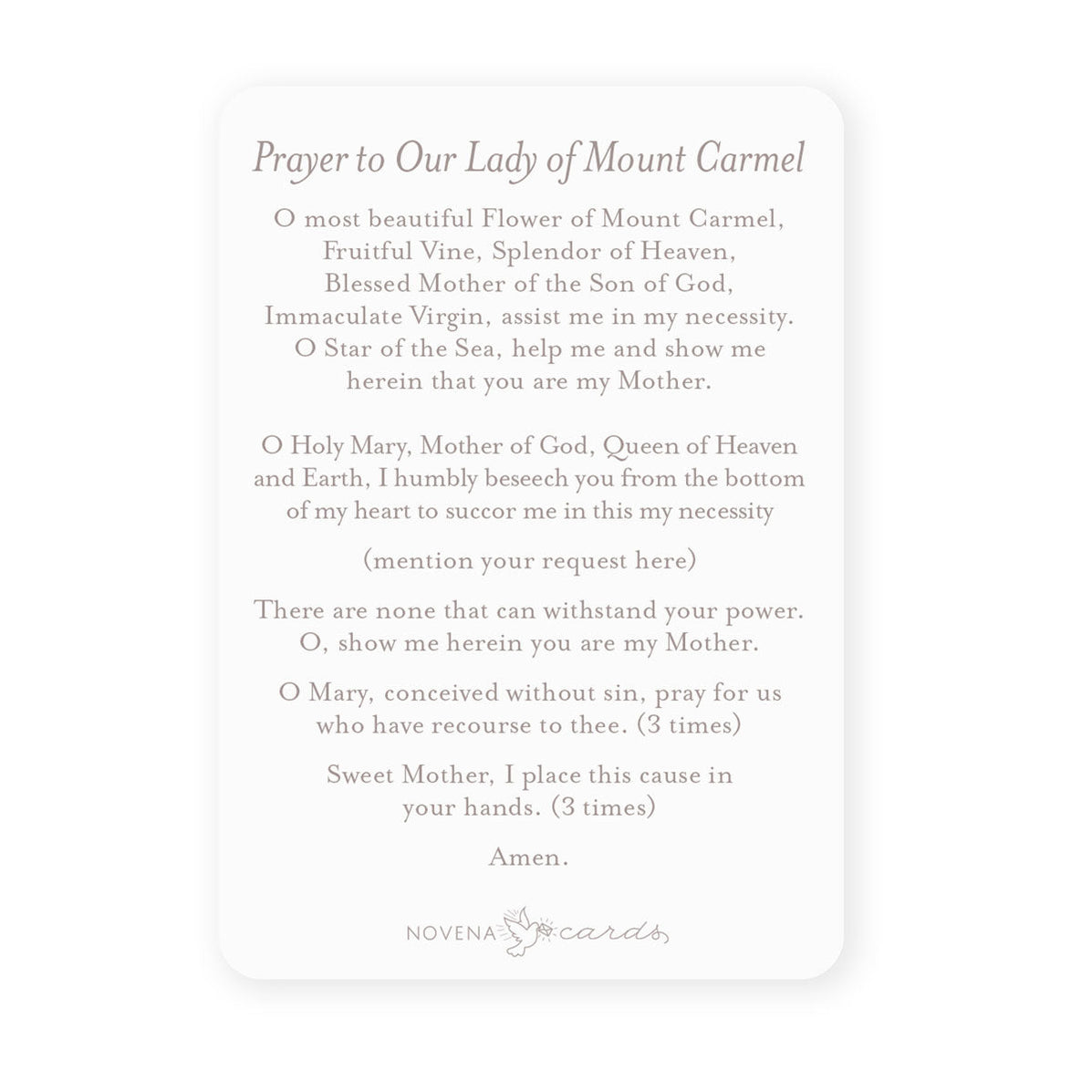 Prayer Card | Our Lady of Mount Carmel– ahumblehome